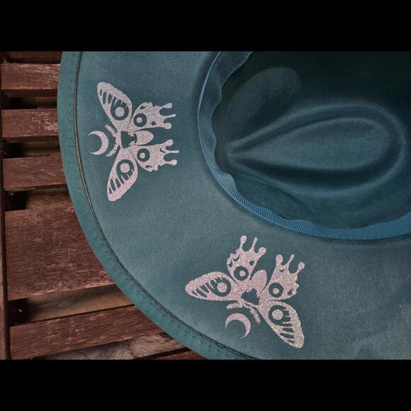 Accessories | Unique Bohemian Style Widebrim Hat With Moth Designs ...